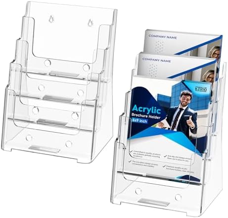 Amazon.com: Thyle 4 Pack Acrylic Brochure Stand 4 Tier Brochure Holder ...