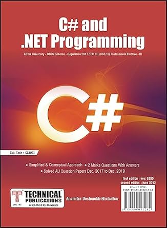 C# & .Net Programming for BE Anna University R17 CBCS (VII - CSE /IT ...