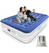 iDOO Queen Size Air Mattress, Inflatable Airbed with Built-in Pump, 3 Mins Quick Self-Inflation ...