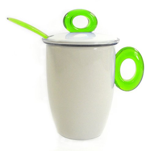 Buy Omada M4227VP Green Spot Tisane Cup with Filter Cover and Tea Spoon ...