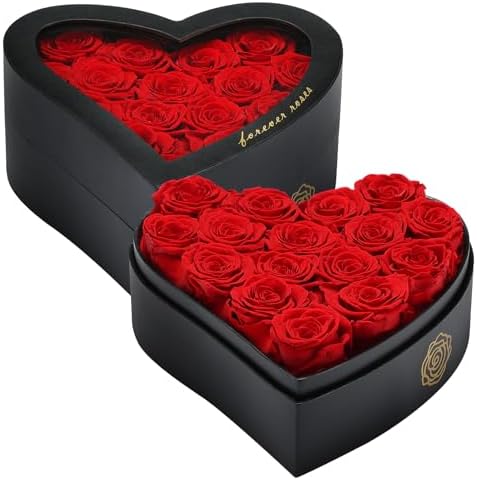 Amazon.com: HERBMOTG 16-Piece Forever Roses, Heart-Shaped Box with a ...