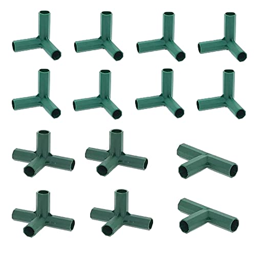 Sanmum 14 Pieces Greenhouse Frame Connectors 3 Way,4 Way PVC Fitting ...