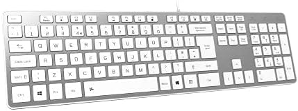 GMYLE Ultra Thin Wired USB Mini Keyboard - Metallic Silver + White ...
