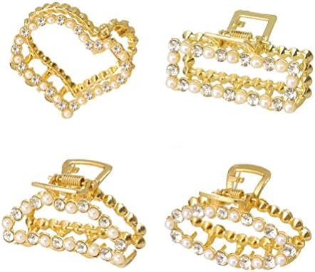 Amazon.com : Hair Claws Small Metal Hair Claw Clips For Women Pearl ...