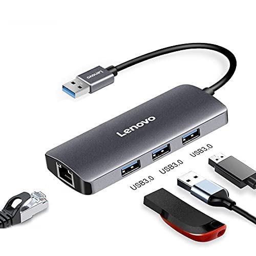 Buy Lenovo USB to Ethernet Adapter, 3 Ports USB 3.0 Ethernet Hub with ...