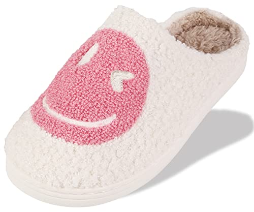 V-CEN Smile Face Slippers For Women Men, Retro Soft Plush Lightweight ...