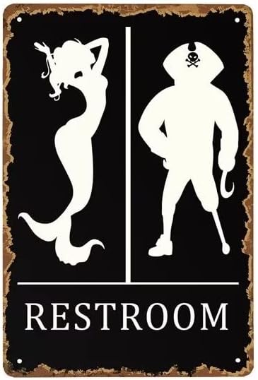 Amazon.com: Funny Pirate and Mermaid Toilet Sign,restroom Door Wall ...