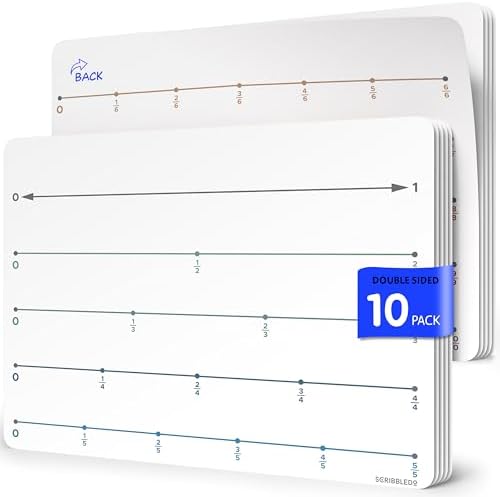 Amazon.com : SCRIBBLEDO Fraction 9”x12” Dry Erase Number Line for ...