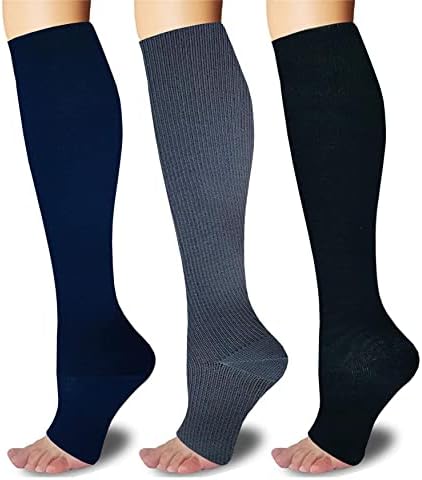 Amazon.com: 3Pairs Toeless Open Toe 15-20mmH Compression Socks for Men ...