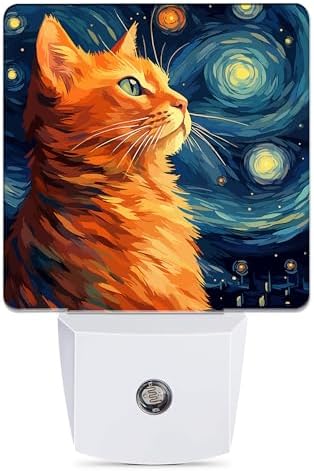Jopowide Cat Night Light, Lonely Ginger Cat Night Lights Plug into Wall ...