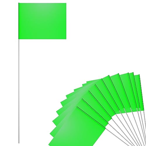 Snapklik.com : 20 Pack-Green Marking Flags For Lawn,4-5-15Lawn Flags ...