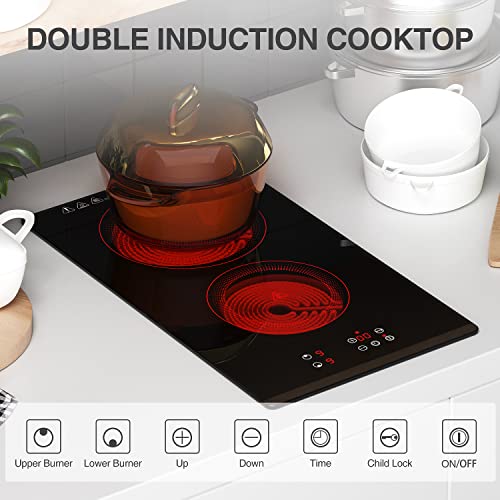 Electric Cooktop,110W 2 Burner Electric Cooktop, Electric Stove Top 12 ...
