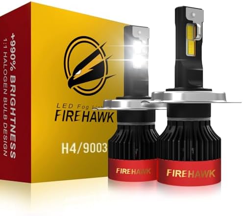 Firehawk 9006/HB4 LED Bulbs 40000LM 990% Brightness 6000K Cool White ...