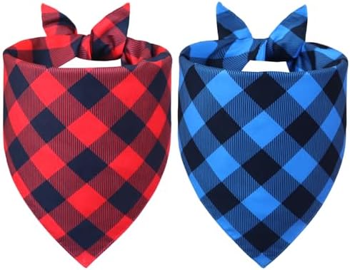 Amazon.com : WoffBow Buffalo Plaid Dog Bandanas 2 Pack for Small Medium ...