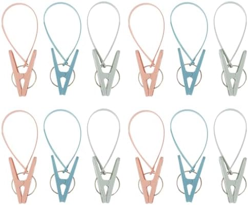 Amazon.co.jp : Cabilock 洗濯バサミ ピンチ 紐付き せんたくばさみ 洗濯ばさみ コンパクト 軽量 プラスチック製 洗濯クリップ 12個 混色 付替ピンチ ひも付き ...