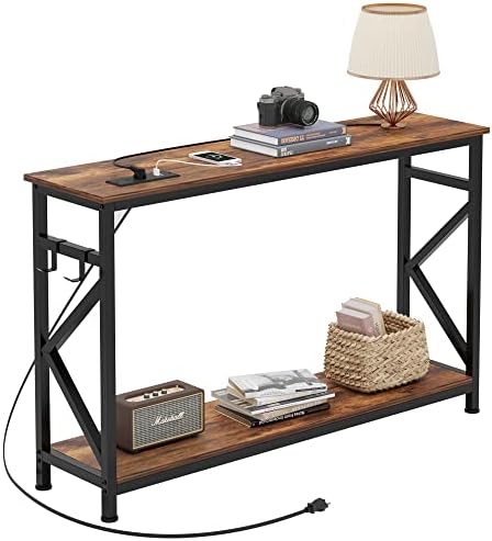 Amazon.com: Mexin 47 Inch Console Table, Two Tier Entryway Table with 2 ...
