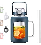 Amazon.com: BLUEGO 84oz Water Bottle Glass with Stainless Steel Handle Large 2.5l Water Bottle ...