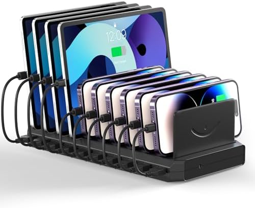Amazon.com: Charging Station for Multiple Devices, Cinlinso 60W 10 Port ...