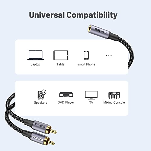 MOSWAG 3.5mm to RCA Audio Cable Adapter 3.5mm Female to Stereo RCA Male ...