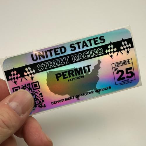 Amazon.com - Holographic Vinyl Decal United States Street Racing Permit ...