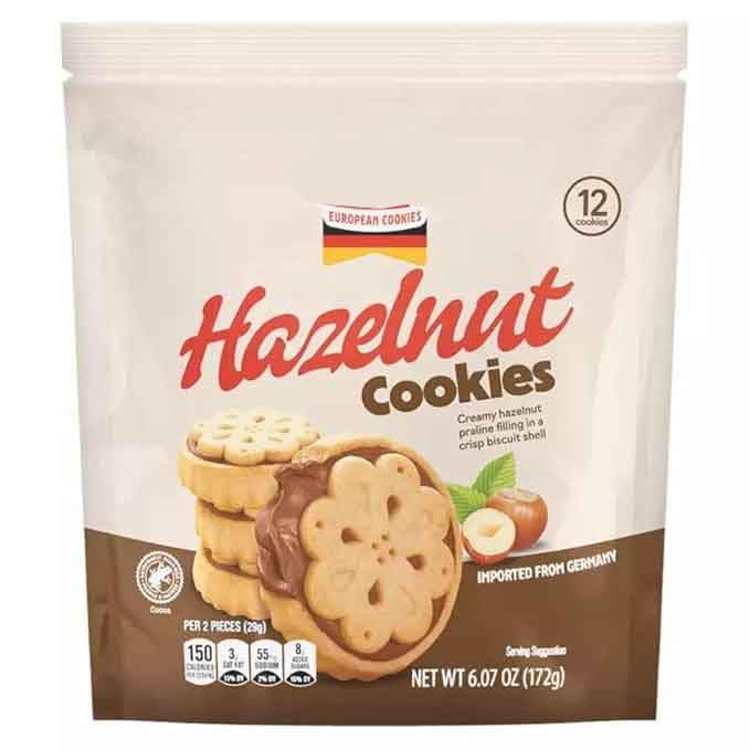 Amazon.com: Hazelnut Cookies, Praline Filled Sandwich Biscuit, Snack ...