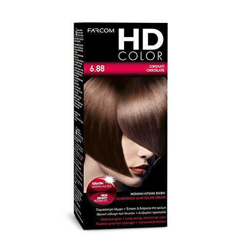 FARCOM HD Haarfarbe mit Keratin Aminosäuren 60ml (6.78 cocoa dark ...