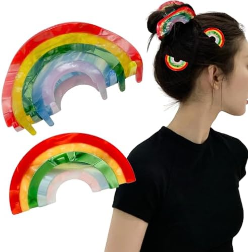 Amazon.com : Rainbow Hair Claw Clip Non Slip 3inch Acrylic Acetate 90's ...