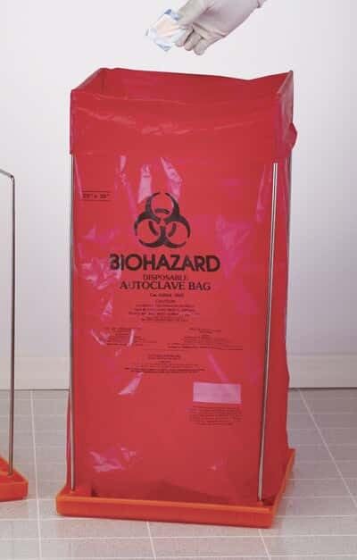 Clavies Biohazard Bag Stand with Tray for 15 to 20 gal Bags; 1/Pk ...