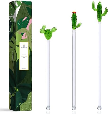 Amazon.com | Yaomiao 10 Pcs Cactus Swizzle Sticks for Cocktails Glass ...