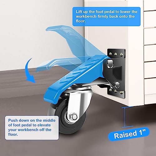 Snapklik.com : Workbench Casters Set Of 4, Heavy Duty Retractable ...