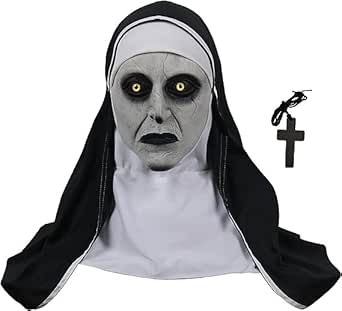 Amazon.com: WPOYM Halloween Nun Horror mask Cosplay costume full head ...