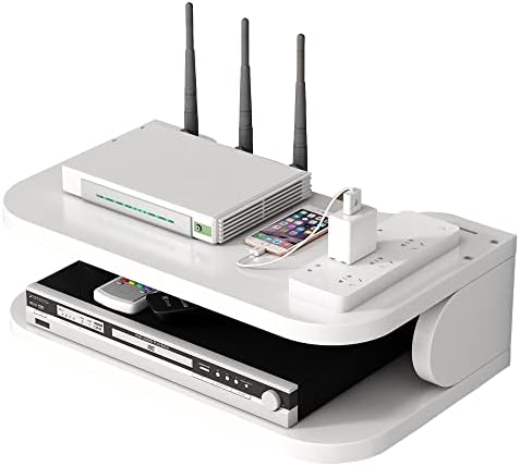 Hggzeg WiFi Router Storage Box Floating Shelves TV Set-Top Rack, Wall ...