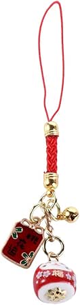 Japanese Style Sakura Lucky Cat Keychain, Mobile Phone Strap Lanyards ...