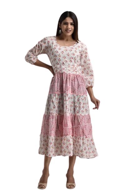 Buy MS Design One_Piece Pink Knee length Frock for Girls and Women ...