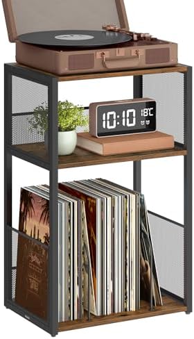 Amazon.com: VASAGLE Record Player Stand, 3-Tier Side Table, Vinyl ...
