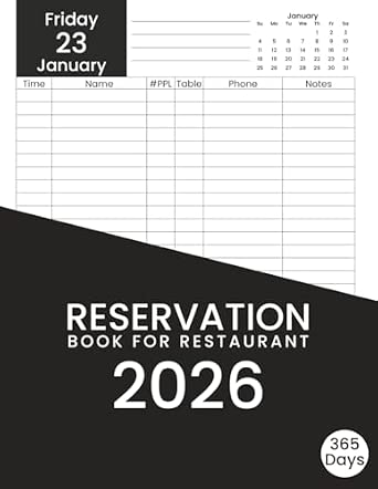Reservation Book for Restaurant 2026: Daily Appointment Planner with ...