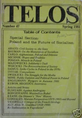 Telos: a Quarterly Journal of Radical Thought. Number 47 (Spring 1981 ...