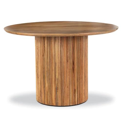 THE GILETEEN Round Solid Wood Dining Table Natural, Circular Tabletop ...