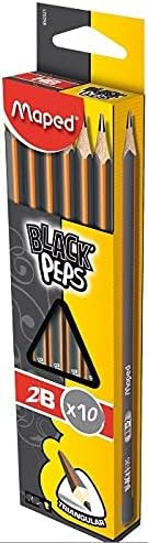 Maped Black Peps Triangular Pencils PACK OF 10 (HB) : Amazon.co.uk ...