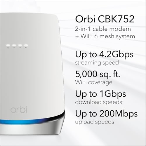 NETGEAR Orbi Modem Router Combo (CBK752) DOCSIS 3.1 Cable Modem and ...