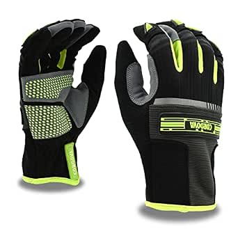 Cordova 99704 Pit Pro Gloves, Hi-Vis Synthetic Leather Palm with TPR ...