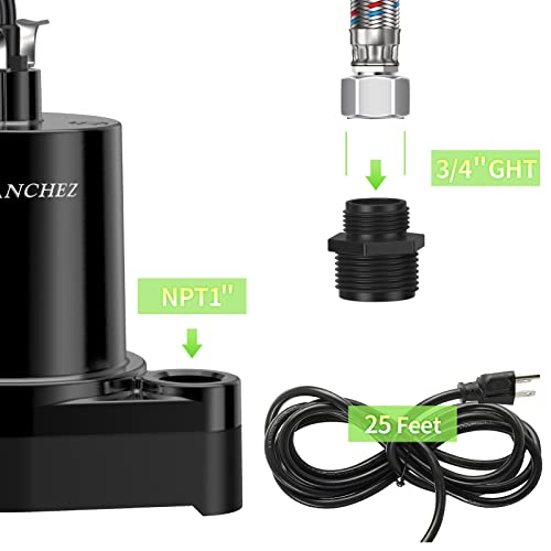 Snapklik.com : Lanchez Aluminum Utility Pump,1/6 HP 1450GPH Submersible ...