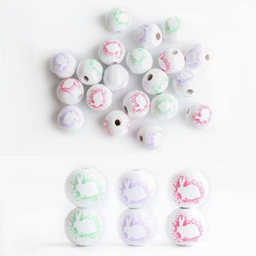 Amazon.com: 60 Pcs Easter Beads Bunny Beads Easter Wood Beads Easter ...