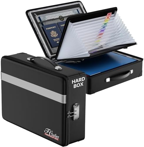 Amazon.com: JHSafer Fireproof Document Box with lock, File Organizer ...