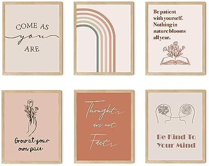 Amazon.com: Boho Wall Art Prints 11 x 4 x 1 Inch, Set of 4, Mid Century ...