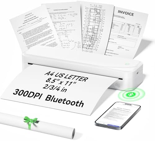 Portable Printers Wireless for Travel, Inkless Thermal Printer Support ...