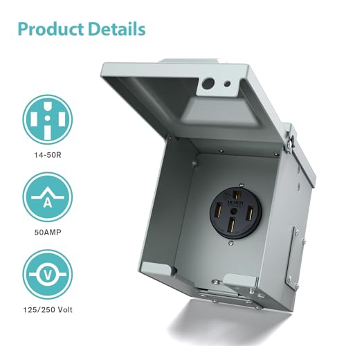 Snapklik.com : 50 Amp RV/EV Power Outlet Box, Enclosed Lockable ...