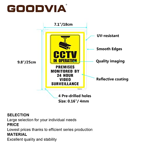 Goodvia CCTV in Operation Sign Metal Reflective CCTV Sign Outdoor 7 X ...