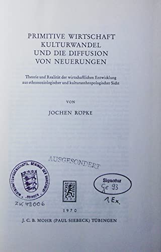Primitive Wirtschaft, Kulturwandel und die Diffusion von Neuerungen ...