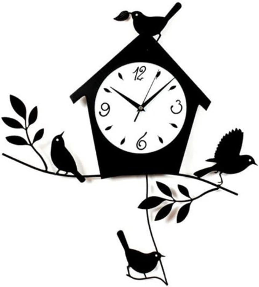 Amazon.com: Birds and Birdhouse Wall Clock with Pendulum | Laser-Cut ...